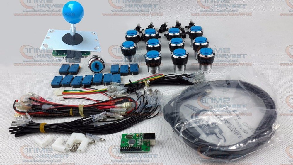 Arcade parts Bundles kit With 5 pins 8 way Joystick Chrome button 1 ...